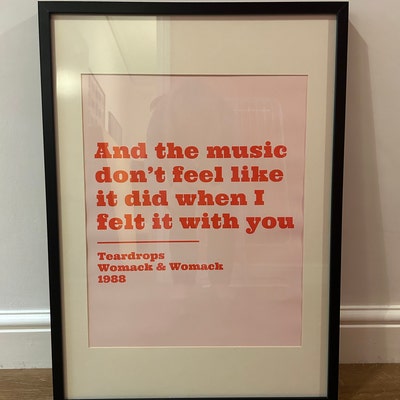 Personalised Song Poster, Lyrics Print, Special Gift, Any Song Lyric ...