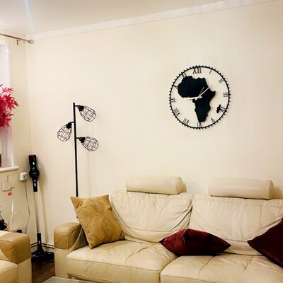 Black Africa Map Clock, Africa Metal Wall Clock, Livingroom Metal Wall ...