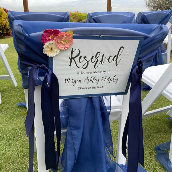 Reserved in Memory Chair Sign, Reserved in Memory of Sign, Reserved in ...