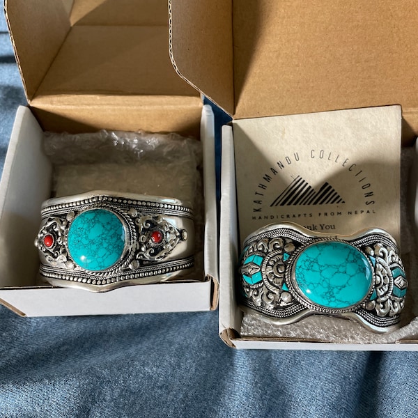 Turquoise Cuff Bracelet| Natural Turquoise Gemstone Bracelet| Boho Cuff ...