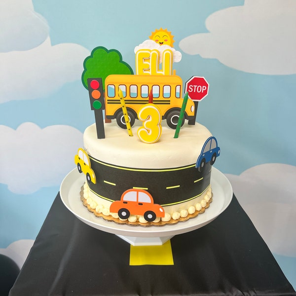Wheels on the Bus Cake Topper / Wheels on the Bus Party / Wheels on the ...