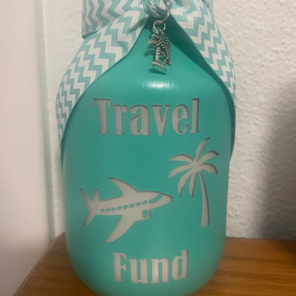 Travel Fund Painted Mason Jar Bank, Travel Fund, Travel, Bank, Piggy ...