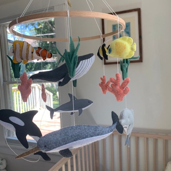 Whale Mobile, Ocean Mobile, Fish Crib Mobile, Nautical Mobile, Nursery ...
