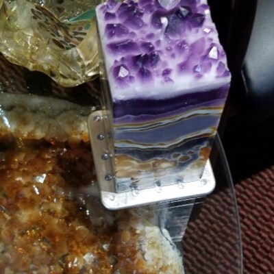 Amethyst & Amber Crystal Geode Pillar Candle FREE SHIPPING - Etsy