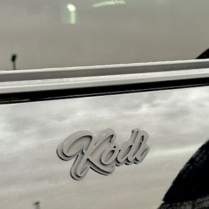 Custom Cursive Font Car Emblem Custom Colors Installs in Seconds 1.5 ...