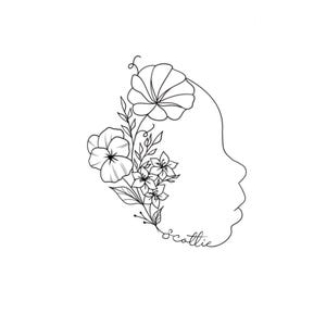 Custom Baby Side Profile Birth Flower Tattoo Elegant Minimalist Digital ...