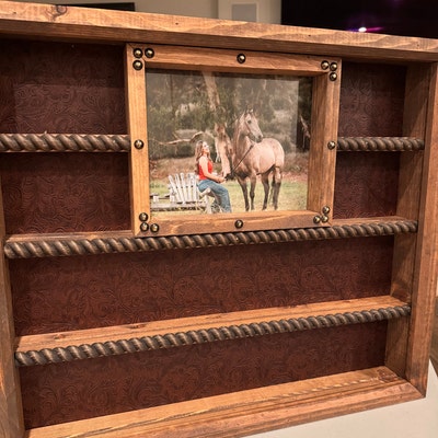 20 Buckle Rustic Western Buckle Display With Cowhide Backing and No ...