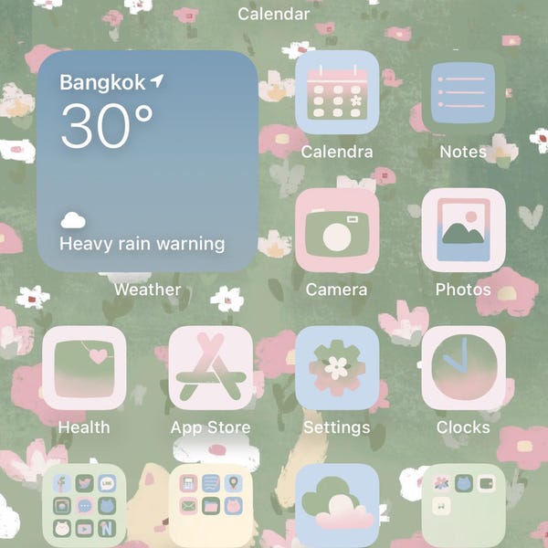 Pink Bloom Phone Theme | Ios Phone Theme | Icons Pack | Widgets Theme ...