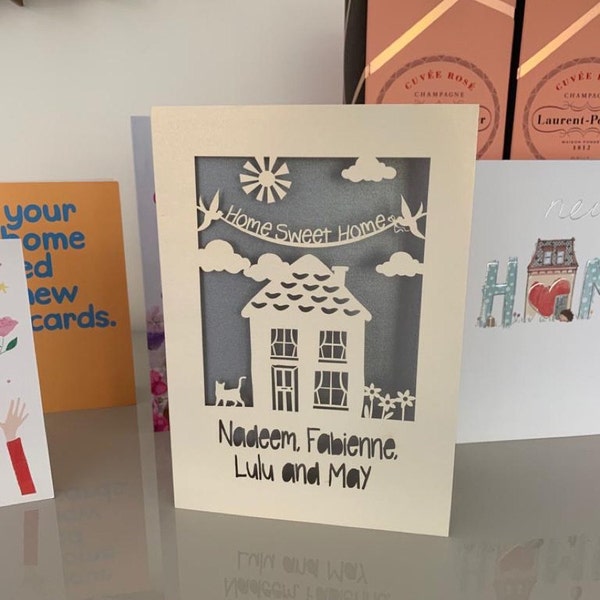 Personalised Papercut New Home Card, Laser Cut Home Sweet Home House ...
