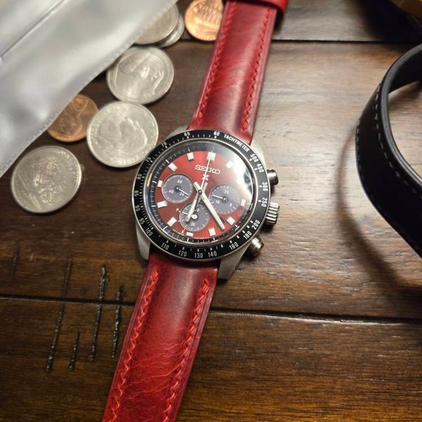 Waxy Red Watch Strap | Leather Watch Strap | Leather Watch Band ...