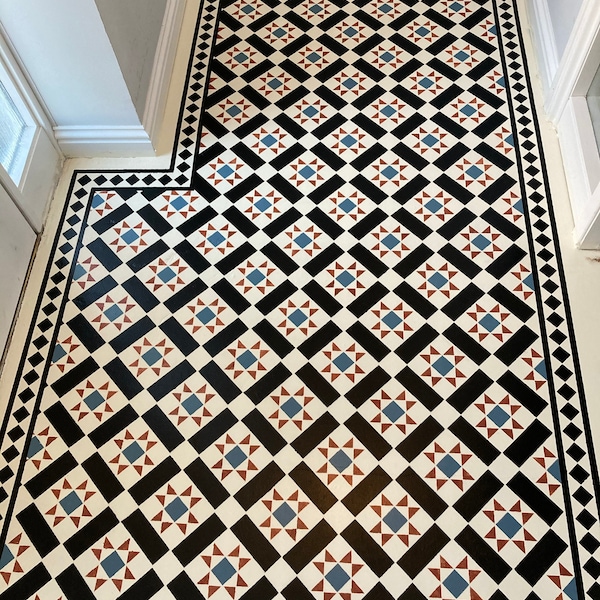 Chelsea Tile Pattern Stencil, Revamp Old Tiles, Slabs and Floors Using ...