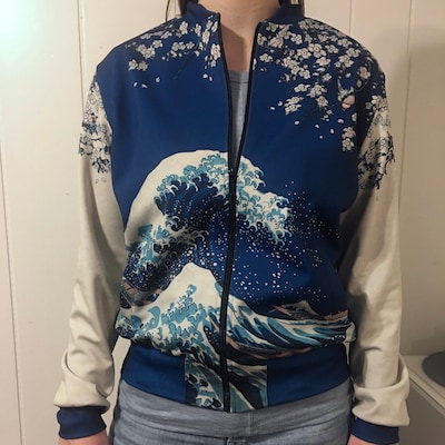 Great Wave off Kanagawa Bomber Jacket Floral Festival Clothing Women ...