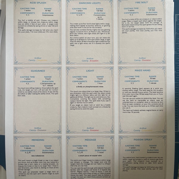 Dnd 5e Spell Cards Bundle: 1200+ Printable Cards (digital Download) - Etsy