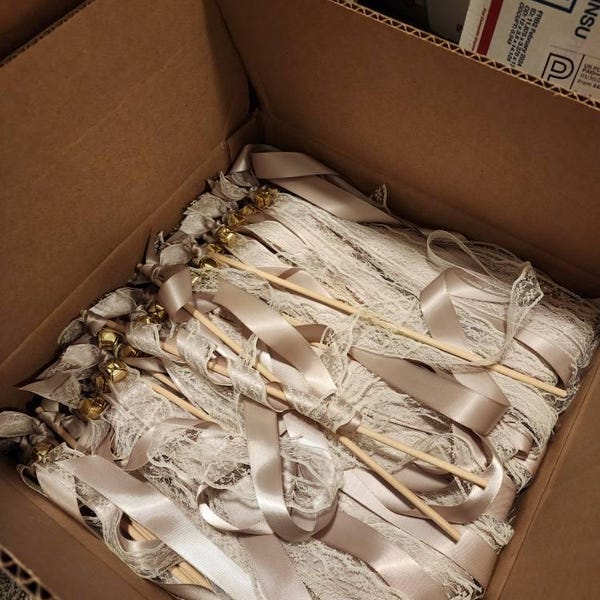 150 Ribbon Wedding Wands Send off Idea Ceremony Exit Ribbon Wedding ...