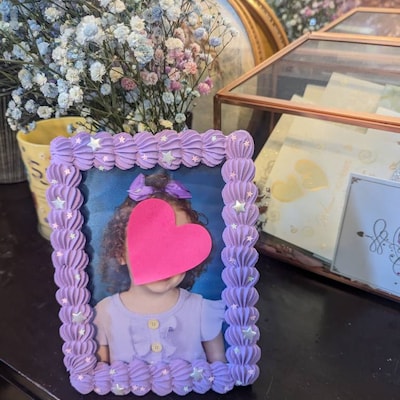 Fake Cake Photo Frame Lilac and Pastel Sprinkles With Pearl Stars 4x6 ...