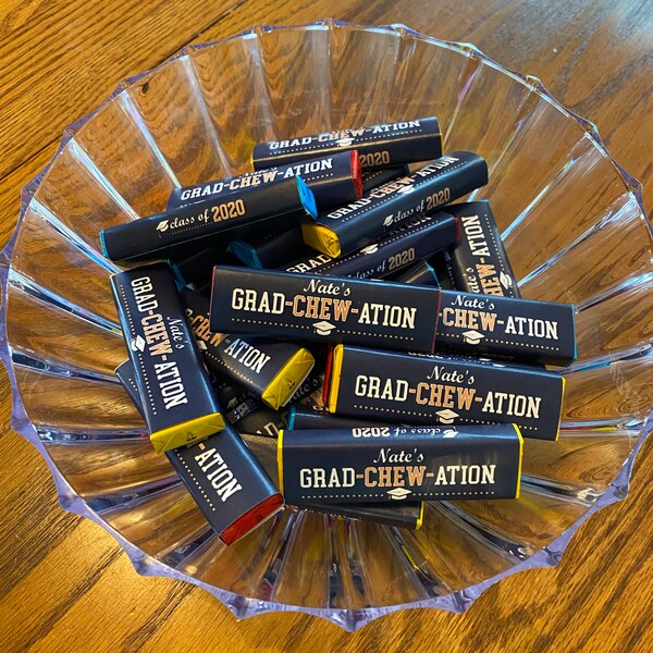 Grad-chew-ation | Graduation Party Favor | Custom Gum Wrapper ...