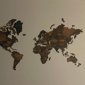 Large World Map Wall Hangings Wood World Map With Borders - Etsy
