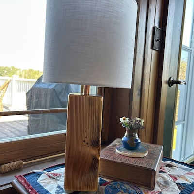 Rustic Wooden Table Lamp Reclaimed Wood Beam Table Lamp Handcrafted ...