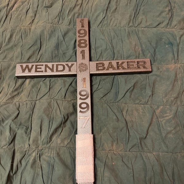 STEEL Infant Cross With Bear Figures// Infant Grave Marker// Baby Cross ...