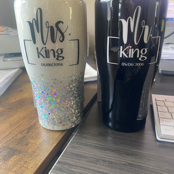 Mr and Mrs Epoxy Tumbler Set | Bridal Gifts | Newly Wed Tumblers ...