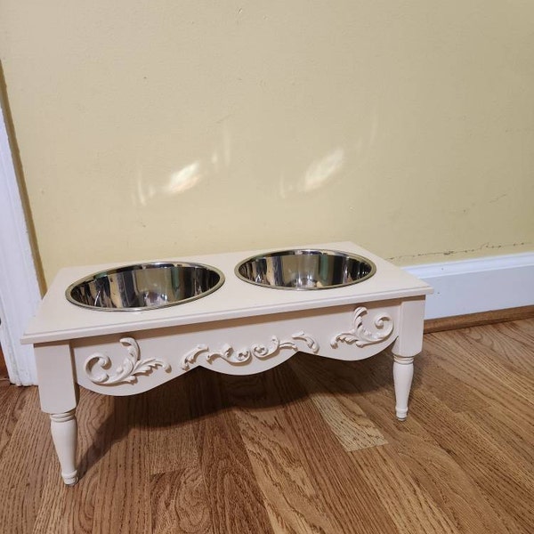Farmhouse Chic Dog or Cat Elevated Pet Feeder | HUMAN GRADE Stainless ...