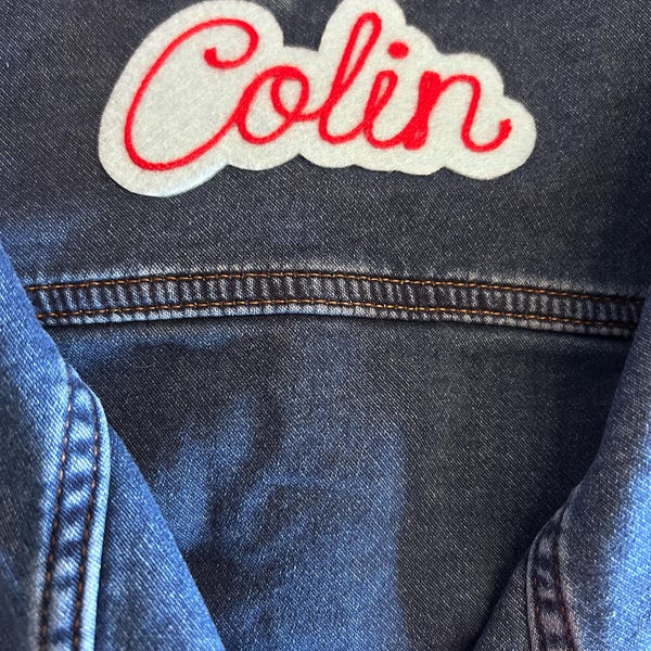 Custom Name Patch With Cursive Script Font | Handmade Chainstitch ...