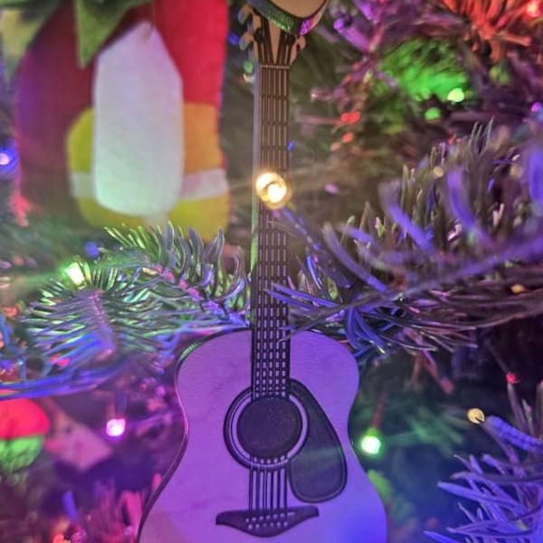 Acoustic Guitar Ornament With Personalized Pick Christmas Gift for ...