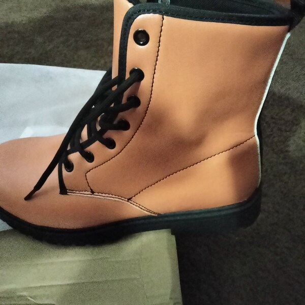 Combat Boots - Red | Red Combat Boots, Goth Boots, Handmade Lace up ...