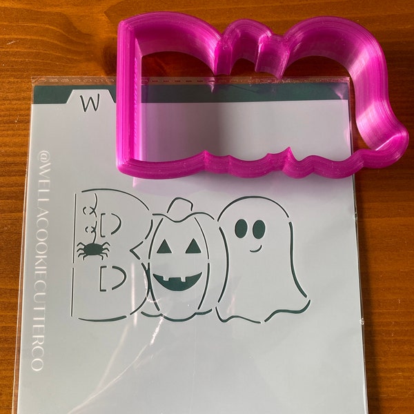 BOO Pumpkin Ghost Halloween Cookie Cutter With Optional Stencil Guide ...