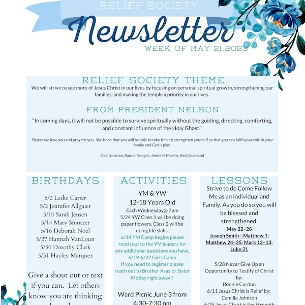 Editable Monthly Newsletter Template: Canva Customizable Design - Etsy