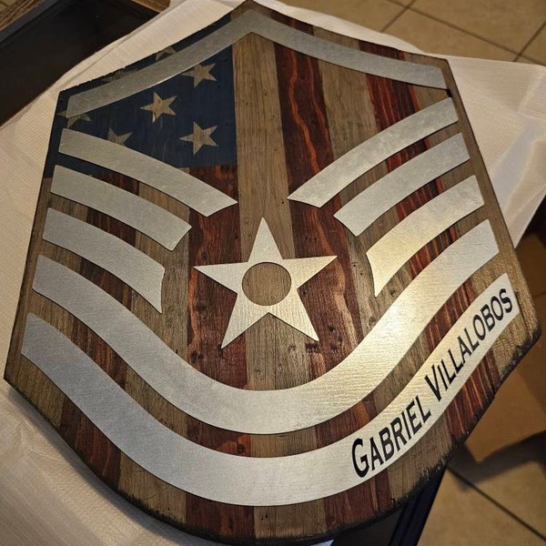 Rustic Space Force Military Rank Wall Plaque Metal & Wood Free Shipping ...