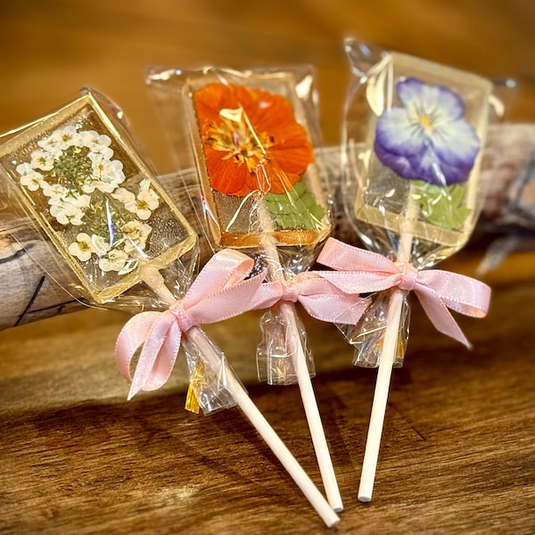 10 Wildflower Rectangle Lollipops - Etsy