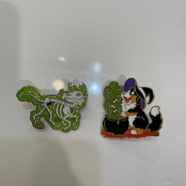 Glow in the Dark Skeleton Dog Enamel Pin: Spooky Halloween Pup - Etsy