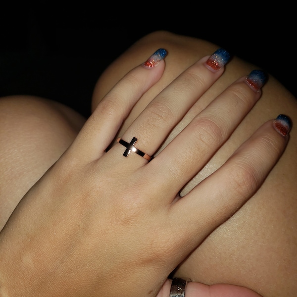 Celebrity Style Sideways Cross Ring Made From Sterling Silver With ...