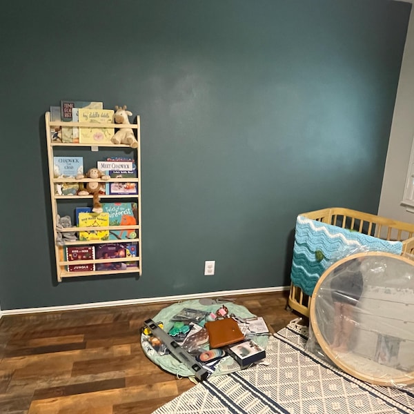 Wall Mounted 4 Shelves Space Saver Kids Bookshelf, Montessori Book ...