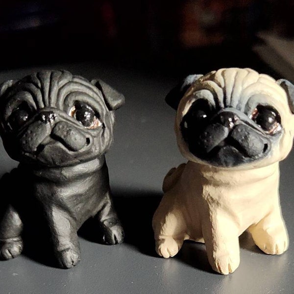 Mini Pug Resin Hand Sculpted and Cast Collectible - Etsy