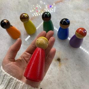 Peg Dolls, Set of 6 tall Classic Rainbow 3 1/2 Tall Peg Doll Girls ...