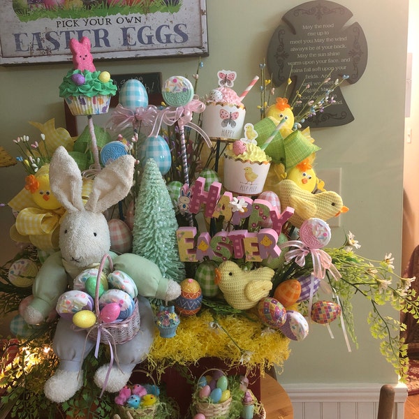 Primitive Easter Chick Bucket/farmhouse/spring/vintage Style/paper ...