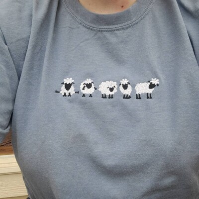 Embroidered Sheep T-shirt - Etsy