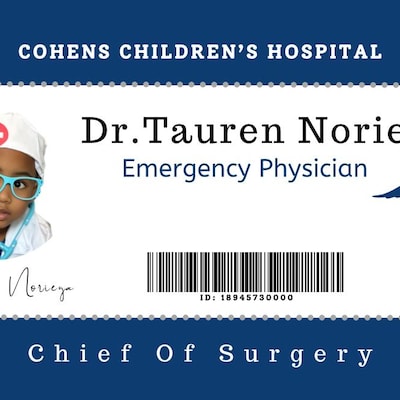 Kids Doctor ID Badge Printable Editable Hospital Staff ID Pretend Play ...