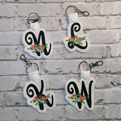 Key Fob Snap Tab Meadow Monogram Alphabet Initials Script Letters From ...