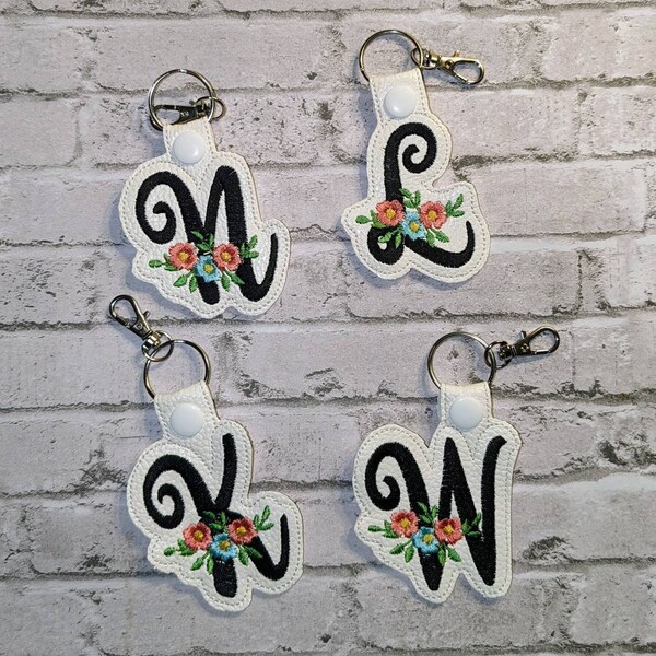 Key Fob Snap Tab Meadow Monogram Alphabet Initials Script Letters From ...