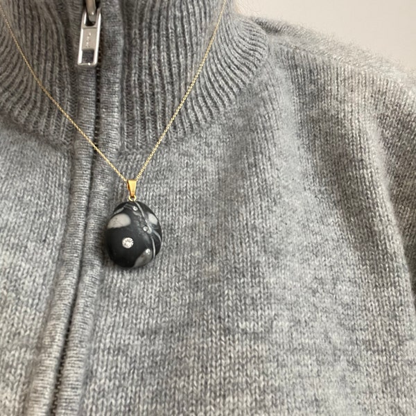 Personalized Pebbles Necklace. Diamond Gold Stone Necklace With ...
