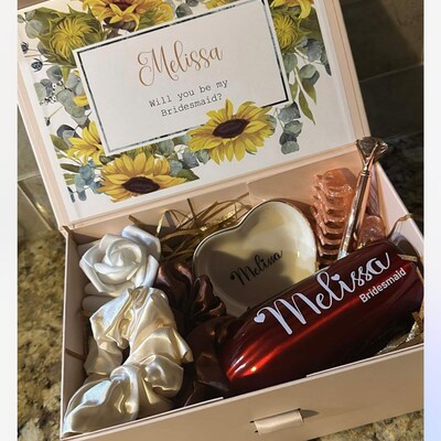 Sunflower Bridesmaid Proposal Box, Wedding Proposal Box, Sunflower ...