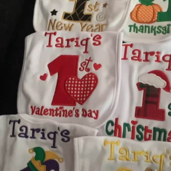 My First Holiday Bib Set, Holiday, Bib Set, Baby Bibs, Embroidered Bibs ...