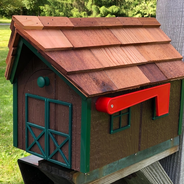 Amish Barn Style Log Cabin Mailbox - Etsy