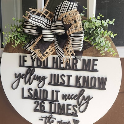 Funny Front Door Decor, Welcome 3D Lettering Hilarious Mom Yelling Door ...