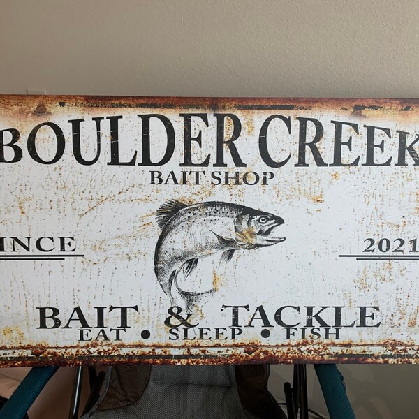 Fishing Gift Bait & Tackle Vintage Fishing Sign Rustic Fishing Decor ...