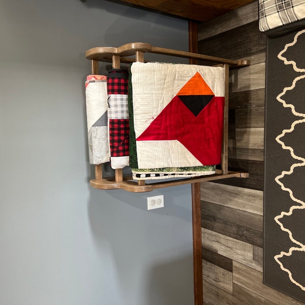 60" Tall Cherry Ladder Quilt Rack, 6 Different Widths Available, 26 ...