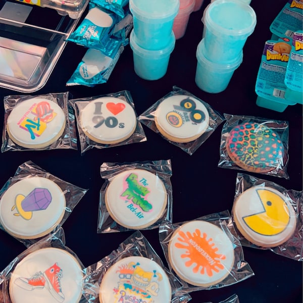 1990s Themed Decorated Sugar Cookies 90s Party Favors 1990s Themed ...